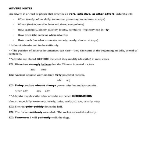 Adverb notes | PDF