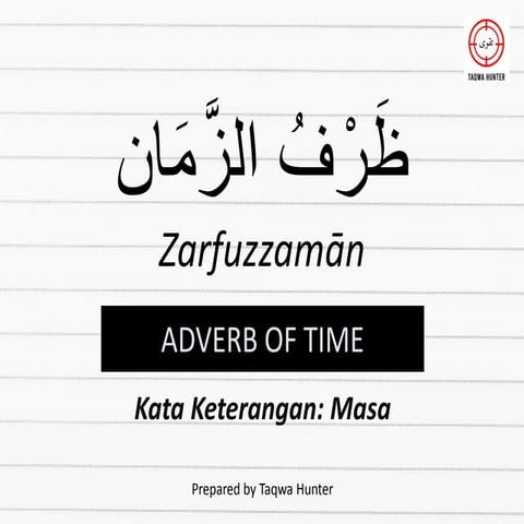 BAHASA ARAB - Zorof Zaman (Adverb of Time) | PDF