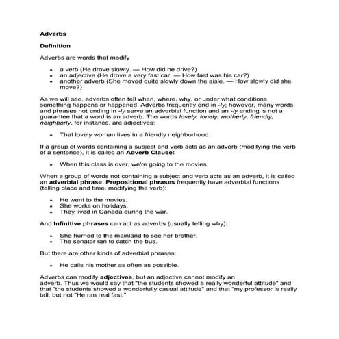 Adverbs | PDF