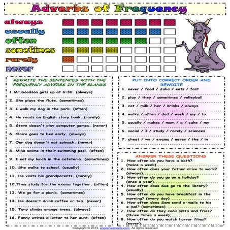 Adverbs of frequency worksheet 1 | PDF