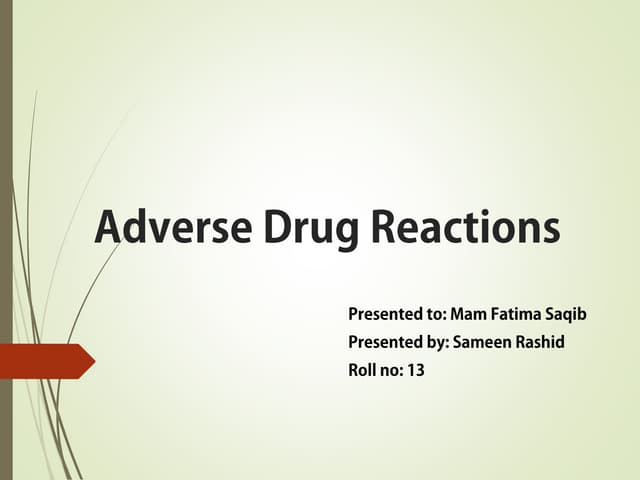 Adverse drug reaction and its types | PPTX