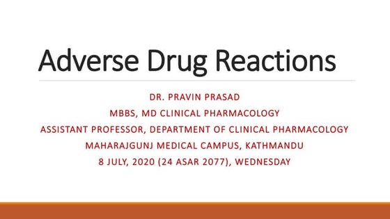 Adverse drug reaction and its types | PPT