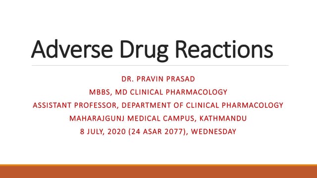 Adverse drug reaction and its types | PPTX