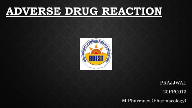 Adverse drug reaction and its types | PPTX