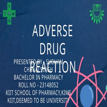 ADVERSE DRUG REACTION of PHARMACOLOGY 1 OF PHARMACY | PPTX