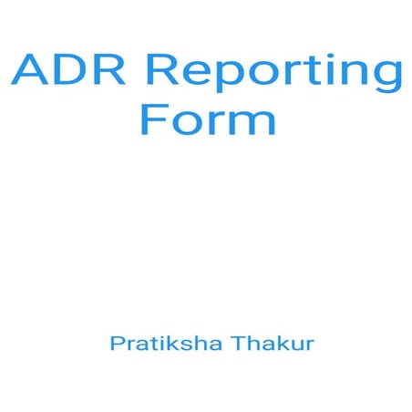Adverse Drug Reaction (ADR) Reporting Form | PDF | Chemistry | Science