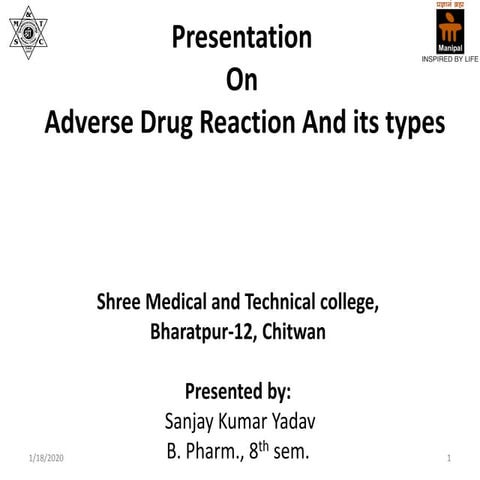 Adverse drug reaction and its types | PPTX