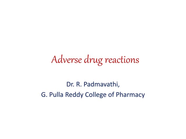 Adverse drug reactions | PPTX