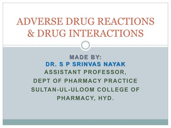 Adverse drug reactions | PPTX