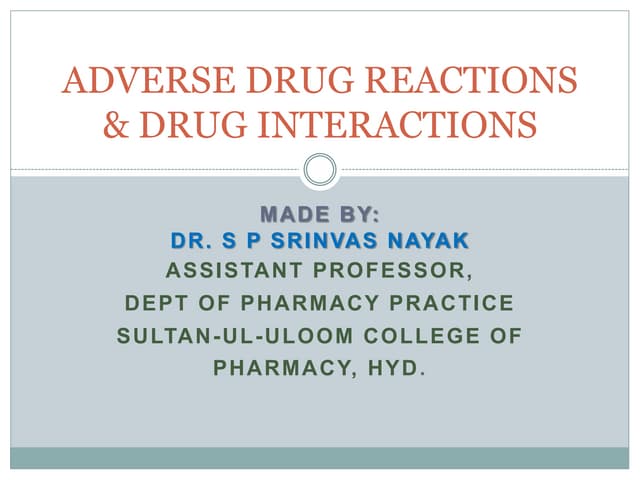 Adverse drug reactions | PPTX