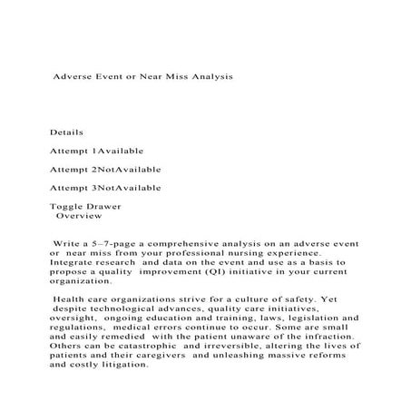 Adverse Event or Near Miss Analysis DetailsAt.docx