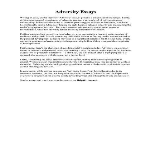 Adversity Essays. Adversity Essay Medical School Examples BeMo Academic ...
