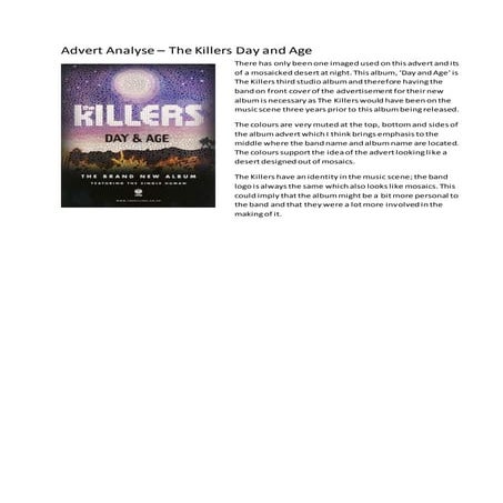 Advert analyse the killers | PDF