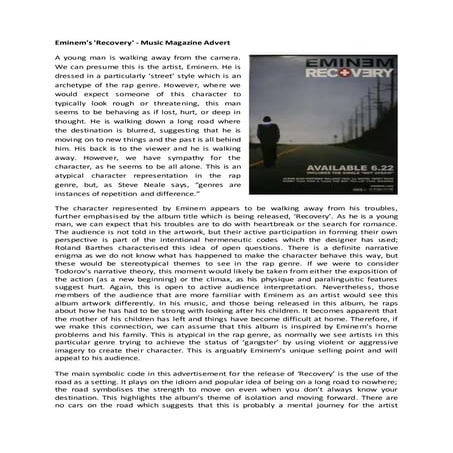 Magazine Advert Analysis - Eminem | DOCX