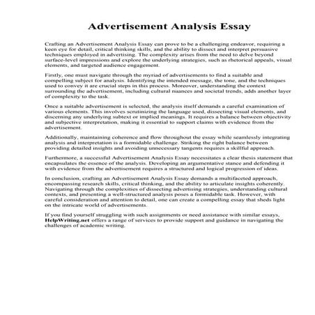 Advertisement Analysis Essay.pdf | Advertising Industry | Industries