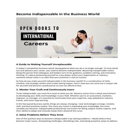 Become Indispensable In The Business World | PDF