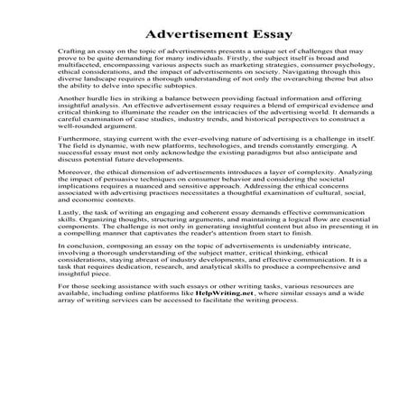 Advertisement Essay.pdf | Advertising Industry | Industries