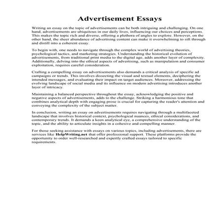 Advertisement Essays | PDF