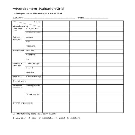 Advertisement evaluation grid | PDF