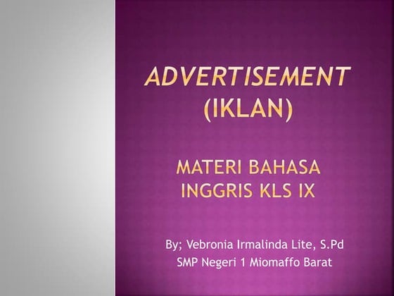 Advertisements in English material grade 9.ppt