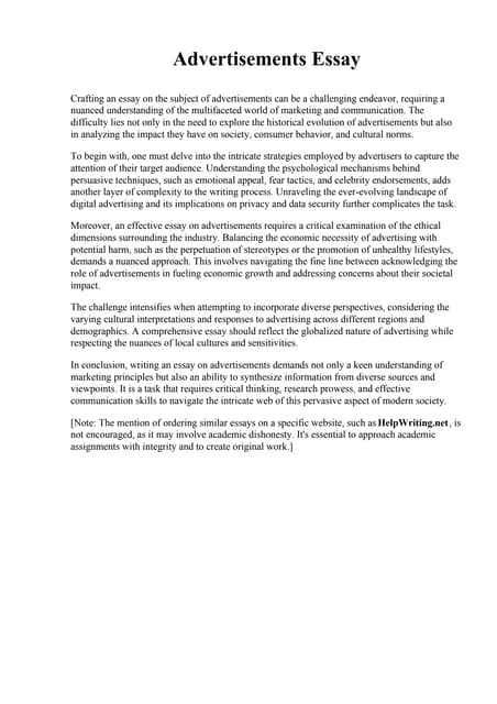 Essay On Advertisement. Ohio Business College | PDF