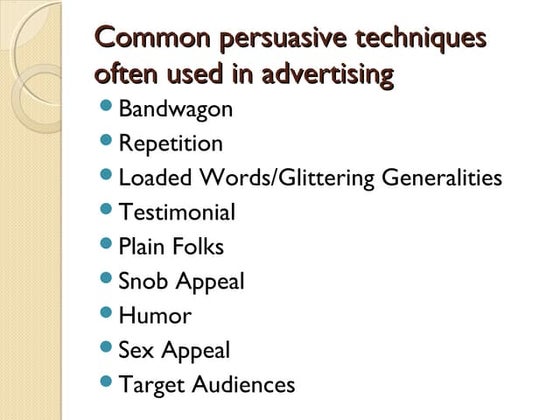 Propaganda techniques in advertising | PPTX