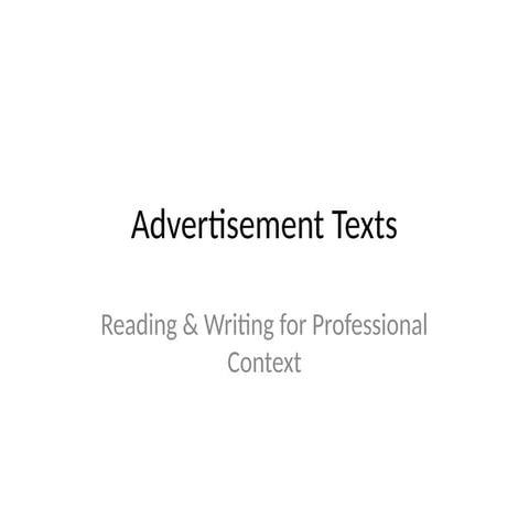 Advertisement text for students grade 9. pdf | PDF