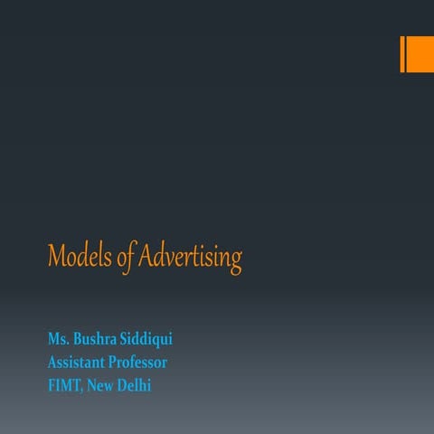 Advertising Models: AIDA, DAMAR | PPTX