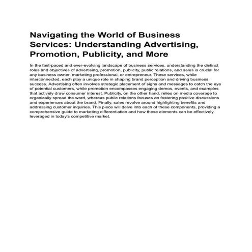 Navigating the World of Business Services: Understanding Advertising ...