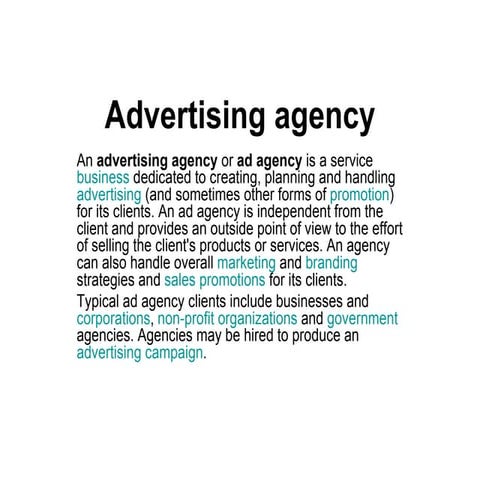 Advertising agency | PPT