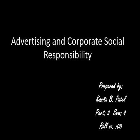 Advertising and corporate social responsibility | PPT