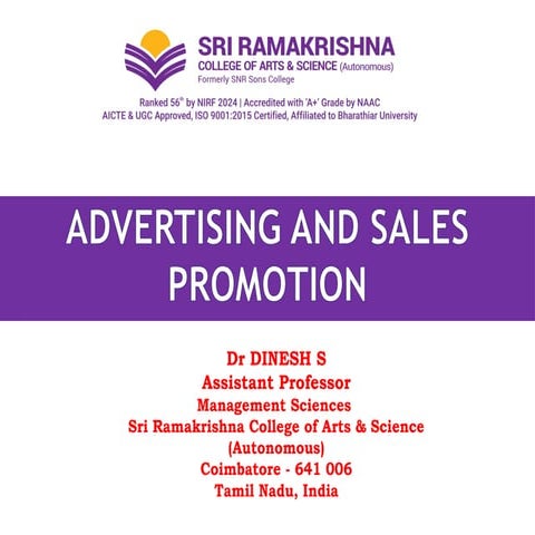 Introduction to Advertising and Sales Promotion | PPTX