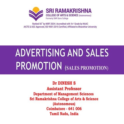 Advertising and Sales Promotion - Sales Promotion | PPTX