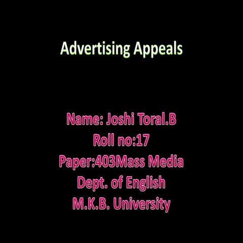 Advertising appeals | PPTX | Advertising Industry | Industries