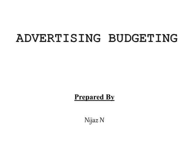 Advertising budget | PPTX