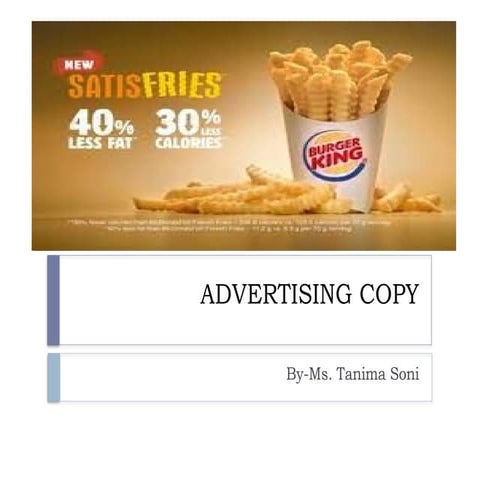 ADVERTISING COPY for marketing students. | PPTX