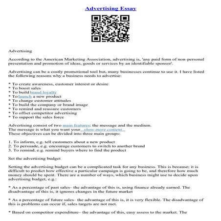 Advertising Essay | PDF