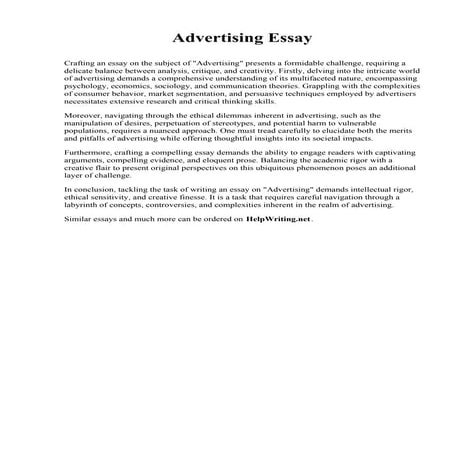 Advertising Essay. Itawamba Community College | PDF