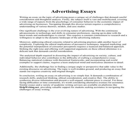 Advertising Essays | PDF