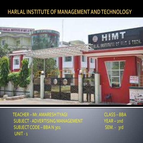 Advertising management unit 1 | PPTX