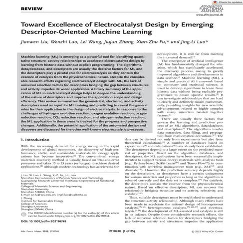 Adv Funct Materials - 2022 - Liu - Toward Excellence of Electrocatalyst ...