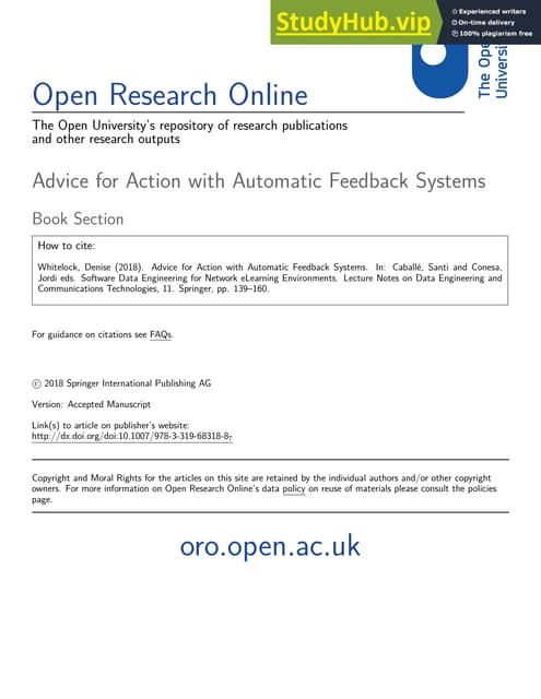 The Potentials of Automated Feedback Systems for Instructors in Higher ...
