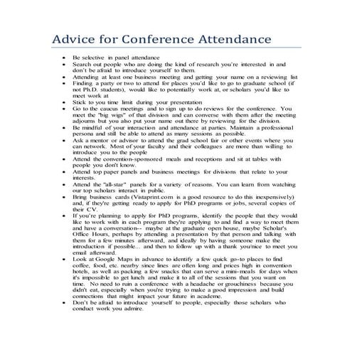 Advice for Conference Attendees | DOCX