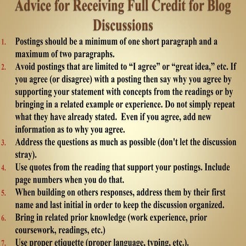 Advice for receiving full credit for your blog | PPTX