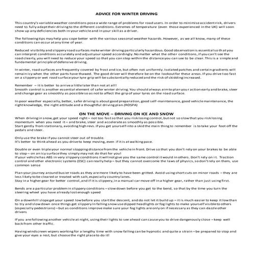 Safe Winter Driving | PPTX