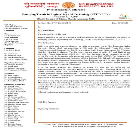Advisory Commitee for conference in india | PDF