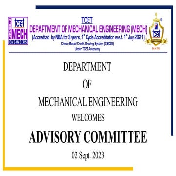ADVISORY COMMITTEE Dept of Mech Engineering TCET | PPTX