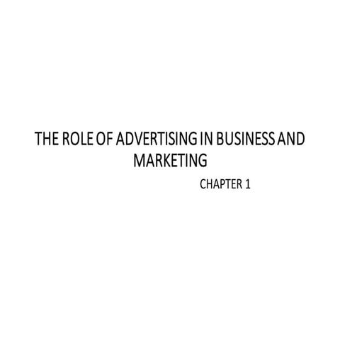 The Role of Advertising in Business and Marketing | PDF