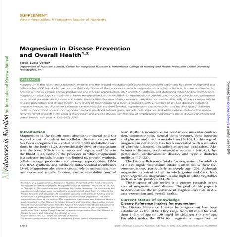 Magnesium in disease prevention and overall health | PDF