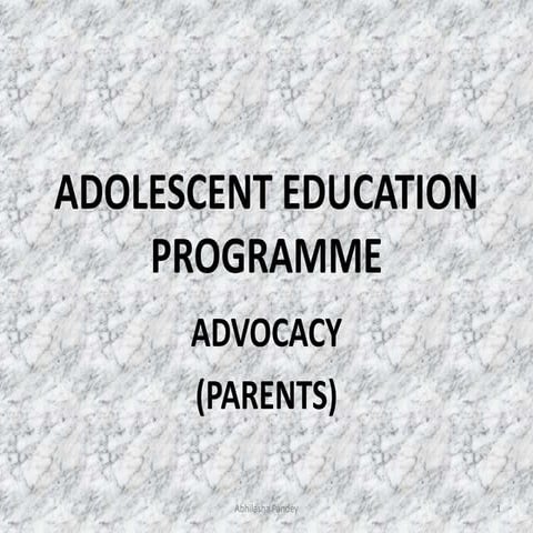 Advocacy adolescence education programme | PDF